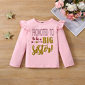LYQTloml Toddler Kids Baby Announcement Promoted to Big Sister Outfits Long Sleeve T-Shirt Tank Top Dot Mesh Tutu Skirt 2PCS Autumn Skirt Set