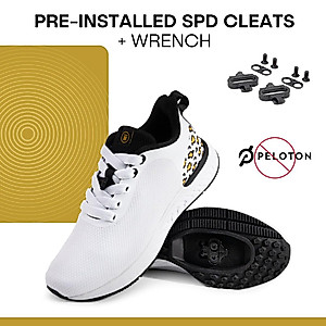 Tommaso Capri II Indoor Cycling Shoes Women Spin Shoes Women Indoor Cycling SPD Shoes SPD Clips Womens Cycle Shoes Cycling Sneakers SPD Cycling Shoes Women, Shoe with SPD Cleats -Leopard 8