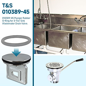 (5 Pack) for T&S Brass 010389-45 O-Ring Replacement Plunger Rubber Gasket for Three-Layer Sink Drain and Torsion Waste Drain Valve Seals