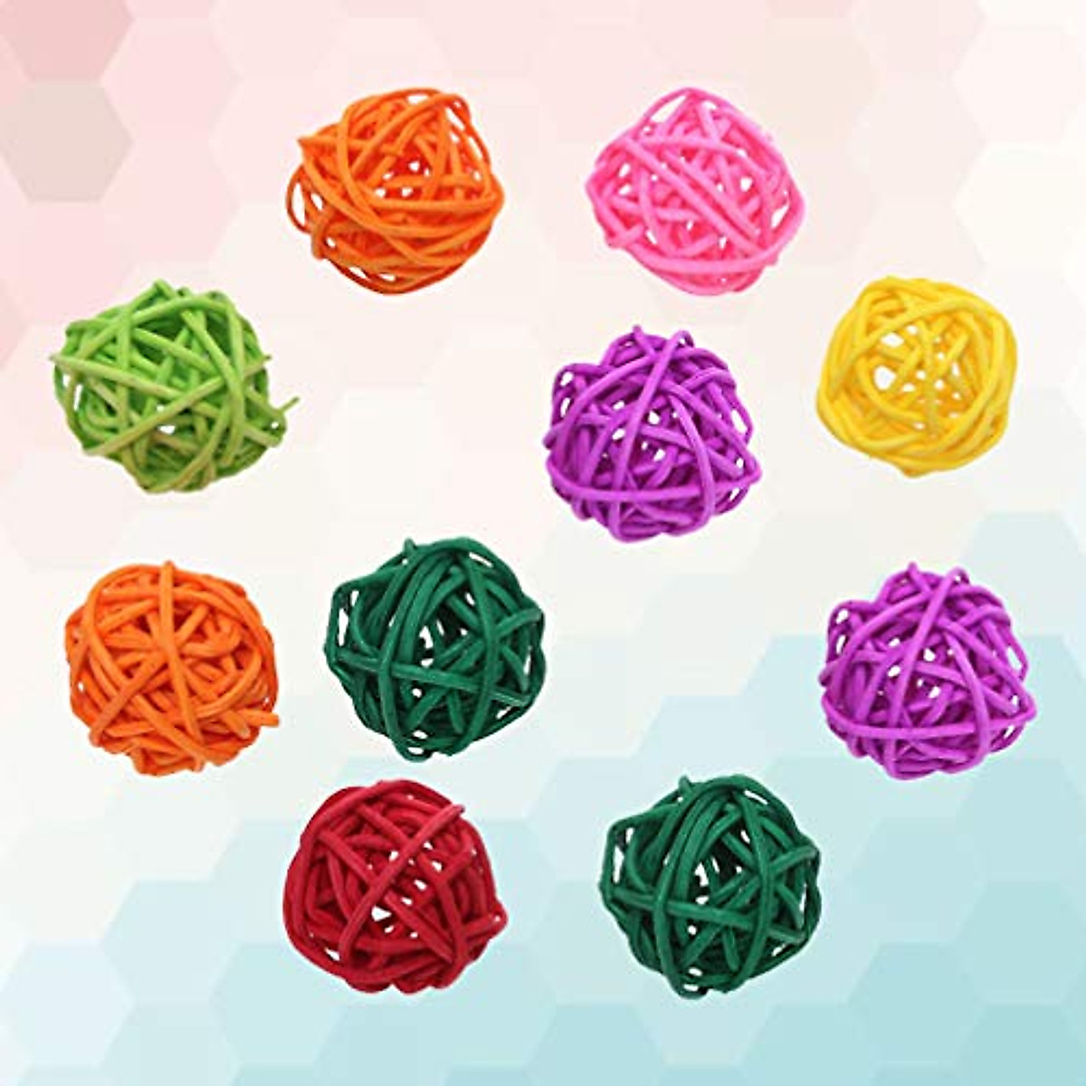 POPETPOP 10Pcs Willow Branch Ball Rattan Balls Bird Parrot Chew Toys Bird Cage Hanging Ornament for Small Animals (Random Color)