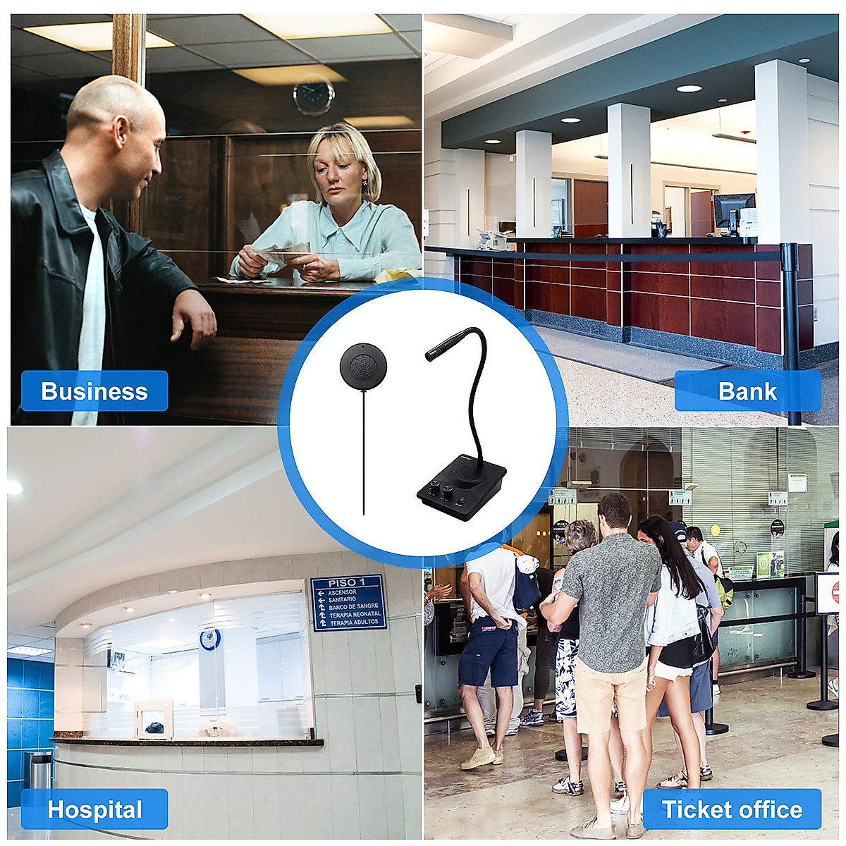 CallToU Window Speaker Intercom System and Counter Intercom for Bank Hospital Office Store Bus Station Ticket Booth Window