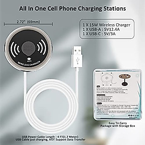 Desktop Power Grommet with USB Port & Wireless Charger, 15W Max Fast Wireless Charging Pad Compatible with iPhone 14/14 Pro, iPhone 13/13 Pro/13 Pro Max, iPhone 12/12 Pro Max/11,Samsung Galaxy S21/S20