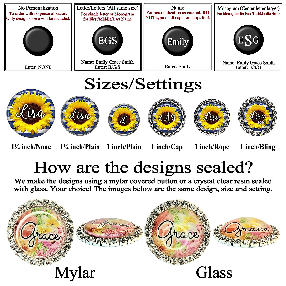 Navy Stripe Sunflower Yoke Stethoscope Tag - Adjustable Steth Id Personalized with Name Monogram Occupation Title - Floral Nurse Gift