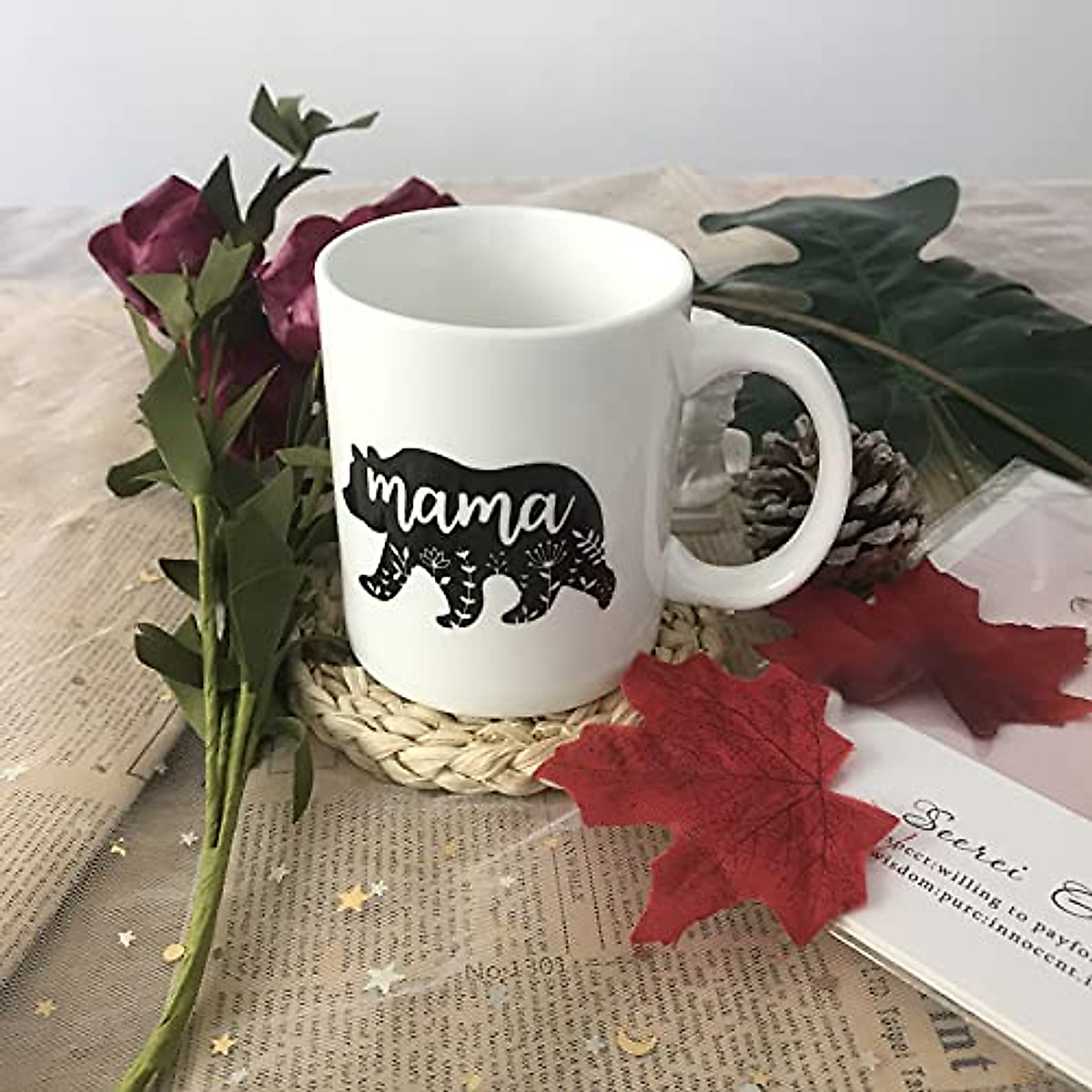 Wisedeal Mama Coffee Mug, Funny Mama Bear Christmas Birthday Gifts Coffee Tea Cup for Mom Aunt Mother Women Wife Unique Fun Present for Her Mother's Day 11Oz Ceramic White