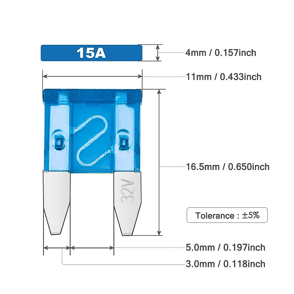 Chanzon UL Listed 15A Mini Blade Fuse ATM/APM 10Pcs 15 Amp 32V Auto Fuses Fast Blow for Automotive Car RV Truck SUV