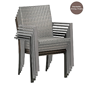 BALI OUTDOORS Patio Wicker Chairs, Outdoor Chairs for Firepit Area Stackable Patio Dining Chairs Set of 2, Multibrown All Weather Resistant Chair Set for Patio, Garden, Lawn, Backyard and Porch