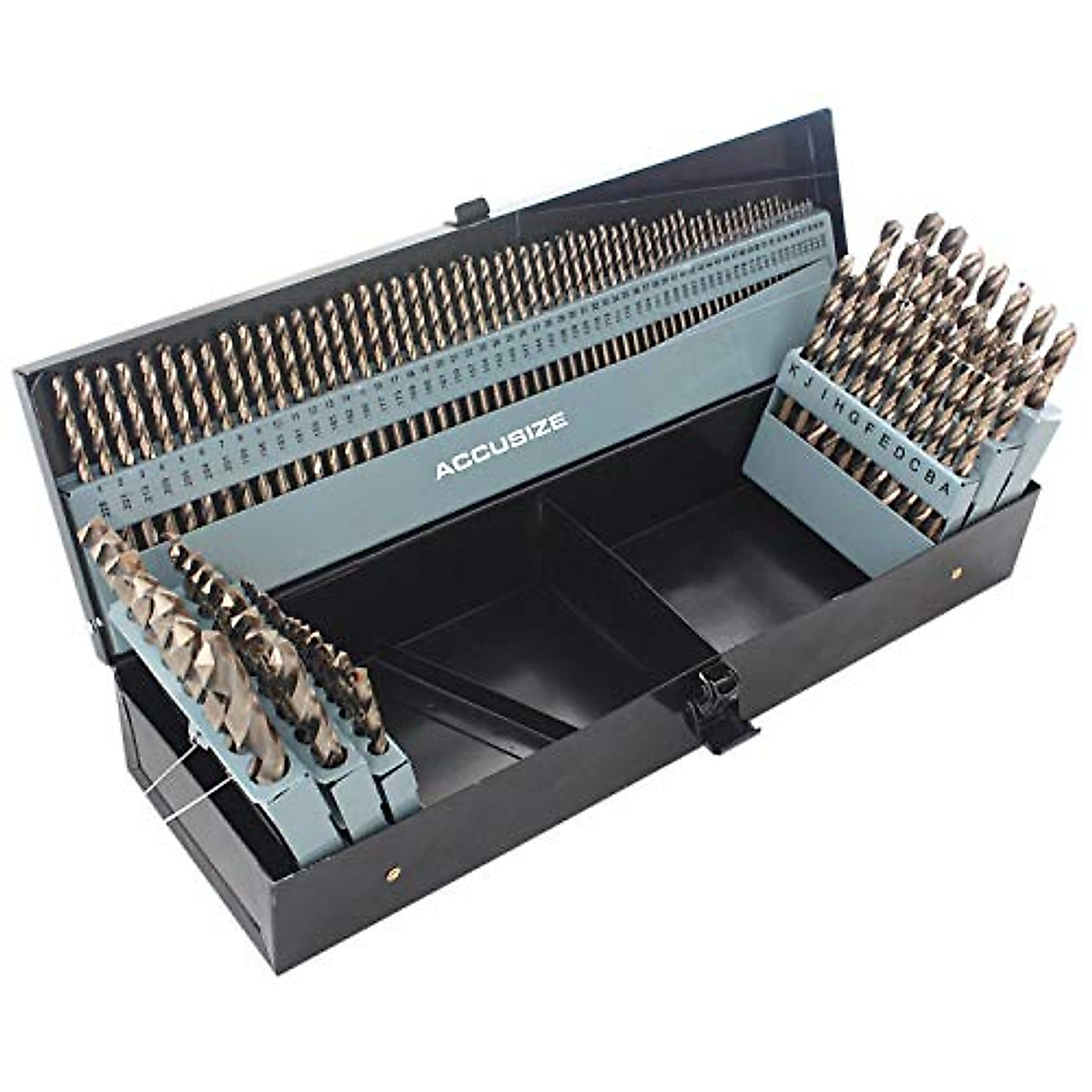 Accusize Industrial Tools M35-H.S.S. Plus 5% Cobalt 115 Pc Professional Drill Bit Set, 135 Deg Split Point, 3-in-1, 1/16-1/2'', Number 1 to 60, A to Z