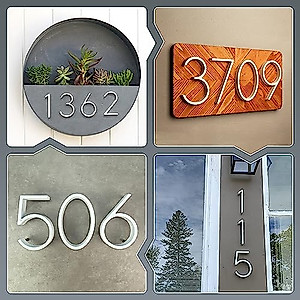 House Numbers (White) - 5 Inch Height Modern House Numbers for Outside Door Plaque Address Number with Floating Mount (6)