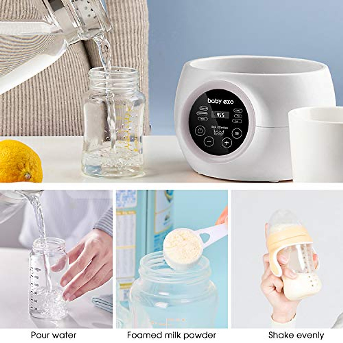 BabyExo Baby Formula Water Kettle,Precise Baby Water Kettle- Temperature Baby Milk Warmer for 24 Hours-1.2L BPA-Free Boil-Dry Protection Instant Water Warmer for Baby Formula