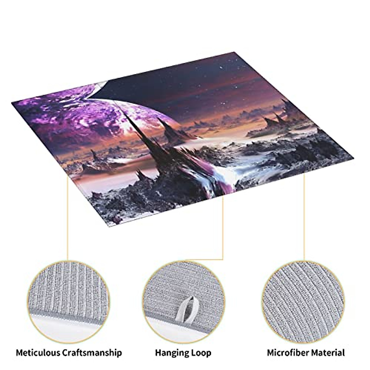 Galaxy Stars Hills Printed Drying Mat For Kitchen Ultra Absorbent Microfiber Dishes Drainer Mats Non-Slip Silicone Quick Dry Pad - 18 X 16inch