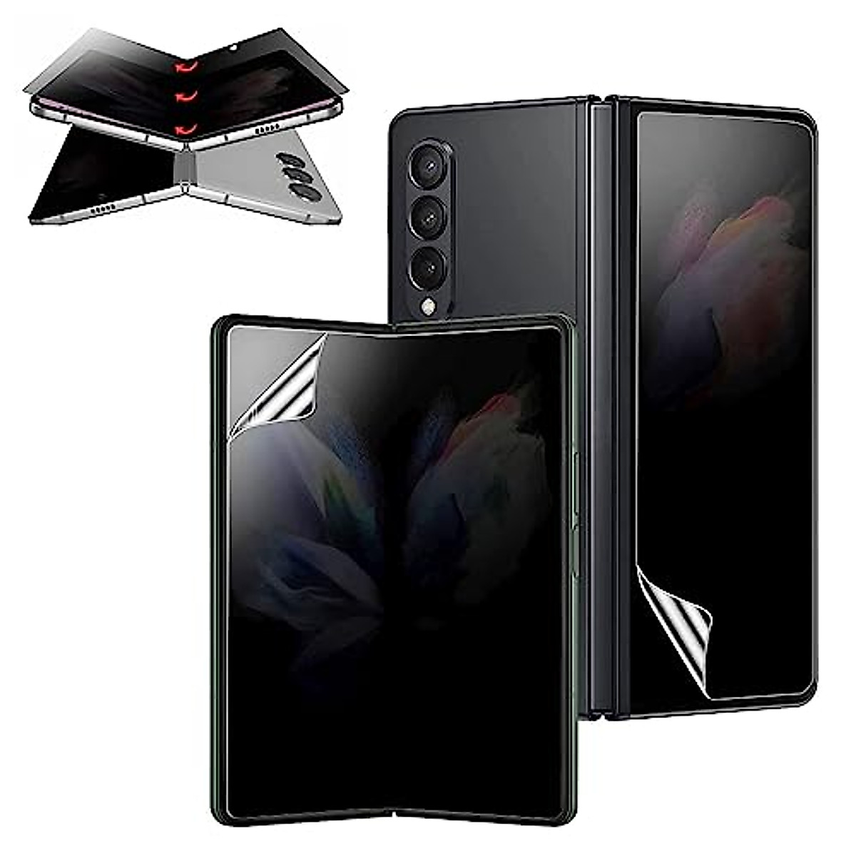 Cyxunand For Samsung Galaxy Z Fold 5 Privacy Screen Protector Anti-Peeping Nano Soft Film Outer Screen+Inner Screen Anti-Peeping Soft film Anti-Spy Protective Film