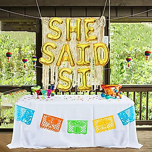 She Said Si Balloons Banner Fiesta Bachelorette Party Decorations Gold for Mexican Fiesta Engagement Wedding Bridal Shower Proposal Party Supplies