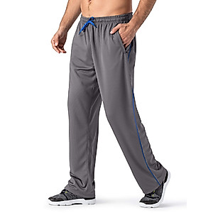 MAGNIVIT Men's Elastic Bottom Sweatpant Track Running Sport Athletic Pants with Zipper Pockets Grey