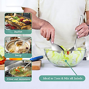 Teivio Hammered Stainless Steel Metal Serving Utensils Set of 8, 10" Serving Spoons, 10" Slotted Spoons, Large Hostess Serving Set for Parties Chafing Dish Buffet Catering (Silver)