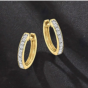 Ross-Simons Diamond Huggie Hoops Earring in 14kt Gold