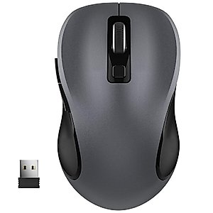 WisFox 2.4G Wireless Mouse for Laptop, Ergonomic Computer Mouse with USB Receiver and 3 Adjustable Levels, 6 Button Cordless Mouse Wireless Mice for Windows Mac PC Notebook (Grey)