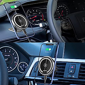 Magnetic Wireless Car Charger for Magsafe Mount iPhone 14 Pro Max,13, 12, Pro Max, Mini,Airpods3, QI 15 W Car Charging, Stick On Car Dashboard and Air Vent Car Phone Holder