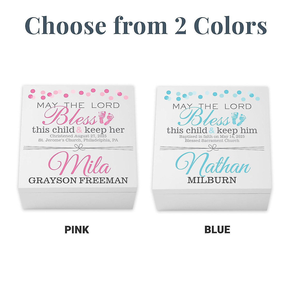 Let's Make Memories Personalized Keepsake Box for Baptism - Memories Box - Memento Storage - For Girls (Pink) - 6" Hx12 Sq