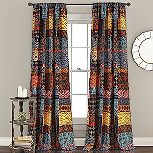 Lush Decor, Multicolor Misha Room Darkening Window Curtain Panel Set, 84" x 52"
