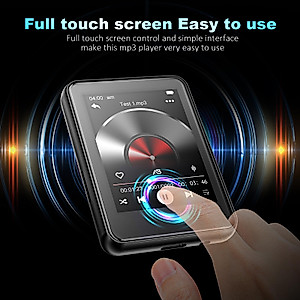 64GB MP3 Player with Bluetooth,Portable Digital Music MP3 MP4 Player for Music Lover with Voice Record FM Radio Alarm Stopwatch Built-in HD Speaker with 2.4'' Full Touch Screen and Super Light (Black)