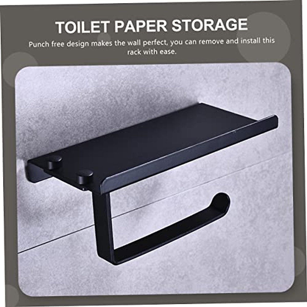 OSALADI Roll Shelf Toilet Paper Stand Toilet Paper Phone Bathroom Paper Holder Paper Towel Mount Wall Mount Clothing Rack Multi Purpose Hanger Roll Paper Rack Toilet Paper Bracket Black