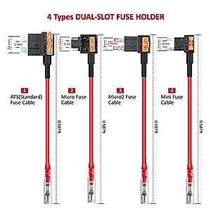 Dash Cam Hardwire Kit 12-24V to 5V / 3A, Micro USB & Mini USB Hard Wire Kit Fuse for Dashcam, Dash Camera Charger Power Cord, （ 13ft