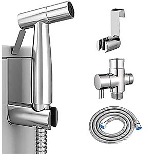 Bidet Sprayer for Toilet, Handheld bidet Toilet Spray Adjustable Water Pressure Control with Bidet Hose for Feminine Wash, Stainless Steel Brushed Nickel Cloth Diaper