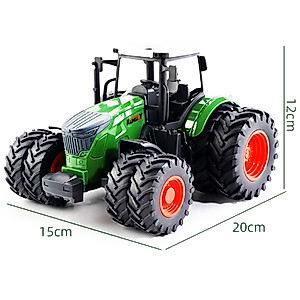 PERKPUTOE Tractor Toy, 1/24 Scale Toy Tractor 8-Wheels Farm Skid Tractor Truck Car 8 Free-Wheels Toy for Kid Age 3+ Christmas Birthday Gift