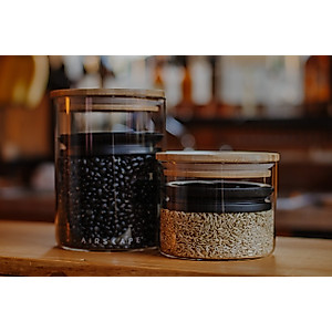AirScape Glass Storage Canister - Set of 2 - Patented Airtight Lid Removes Excess Air & Preserves Food Freshness, Glass Container with Bamboo Lid (Small & Medium)