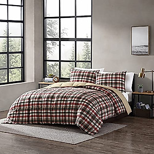 Eddie Bauer - King Comforter Set, Reversible Plaid Alt Down Bedding with Matching Shams, Home Decor for Colder Months (Astoria Red, King)