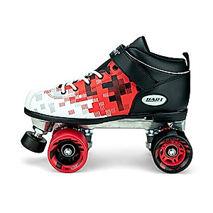 Riedell Skates - Dart Pixel - Quad Roller Speed Skate | Black & Red | Size 11