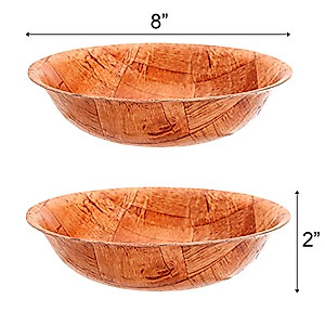 Elsjoy 8 Pack Wooden Woven Salad Bowl, 8 Inch Stackable Round Wood Serving Bowl, Rustic Mixing Bowl for Salad, Fruits, Vegetables, Natural Birch Wood