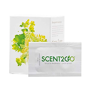 Scent2Go Toilette Fragrance Dissolvable Powder - Discreet Travel Size Packet - 20 Pack - Leak Proof - Natural Odor Eliminator - Lemon + Mint Scent