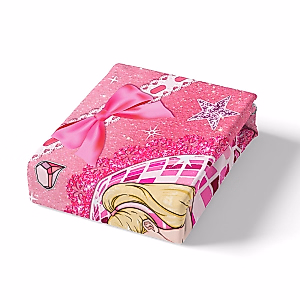 Pink Girly Princess Kids Duvet Cover Set Twin Size,High-heeled Shoes Lip Bowknot Romantic Bedding Set,Beauty Girls Room Decor,Glitter Sequin Diamond Comforter Cover,Dreamy Quilt Cover,1 Pillowcase