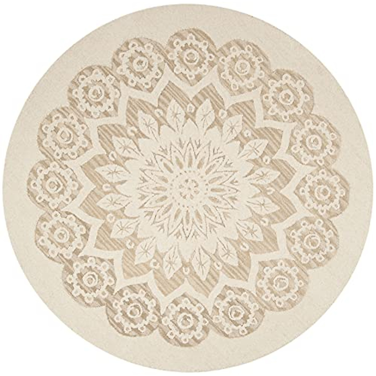 SAFAVIEH Blossom Collection 6' Round Ivory/Beige BLM108B Handmade Premium Wool Area Rug