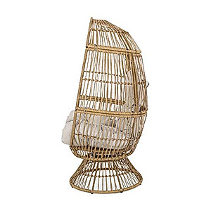 Christopher Knight Home Ellen Outdoor Wicker Swivel Egg Chair with Cushion, Light Brown, Beige