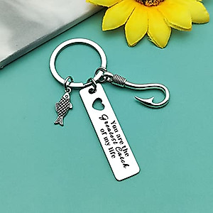 Father's Day Gift Fishing Keychain Gift for Dad Husband Boyfriend Grandpa Fisherman Anniversary Valentines Gifts Christmas Birthday Gifts for Men
