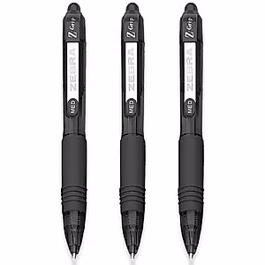 Zebra Z-Grip Smooth Mini Retractable Ballpoint Pens - 1.0mm - Black - Pack of 3