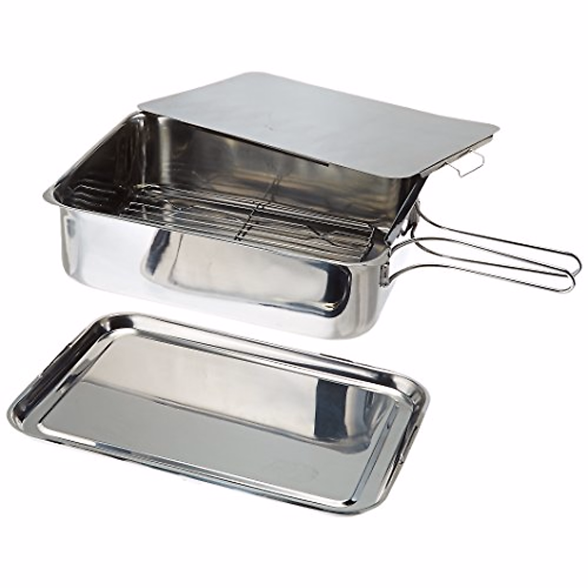 ExcelSteel Stainless Steel Stovetop Smoker, 14 1/2" X 10 1/2" X 4", Silver