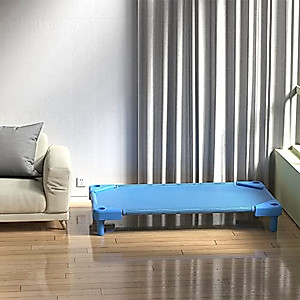 NOUJULOUN Daycare Cots,Daycare Furniture,Stackable Stainless Steel Tubes Cots for Kids(Blue,52"*23", 6Pack)