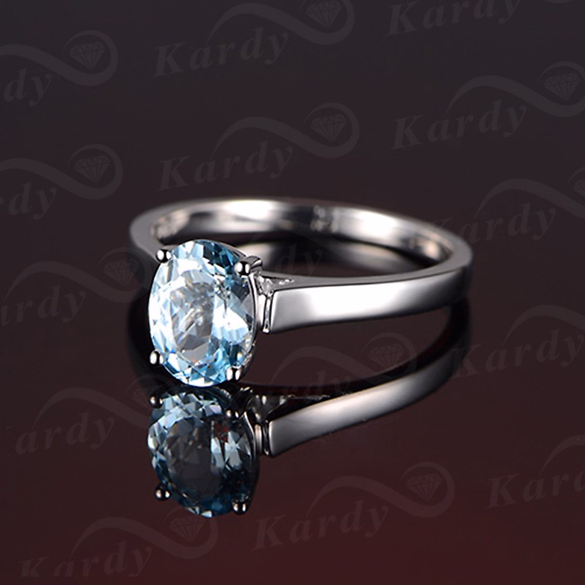 Kardy Unique Promise Wedding Natural Sea Blue Gemstone Aquamarine 14K White Gold Engagement Wedding for Women Ring Set