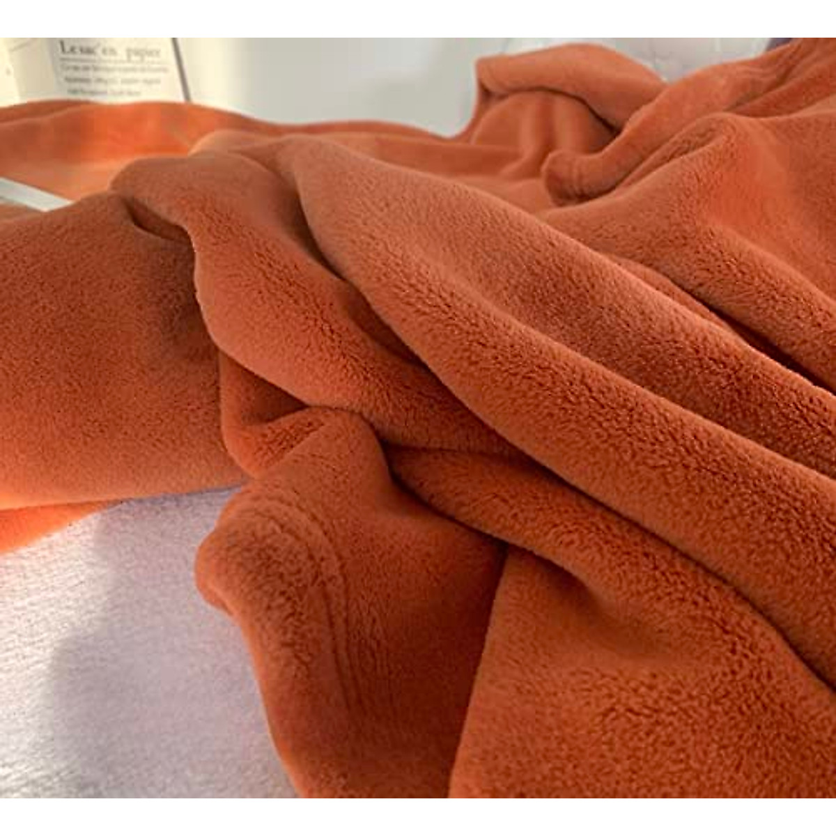 Double 91-TV Throw Blanket, Lightweight, Warm and Cozy, Super Soft Cuddly Blanket for Sofa, Chair, and Bed Couch, Fleece Travel Bedspread Blanket Single Size 100 x 170 cm (Classic Orange)