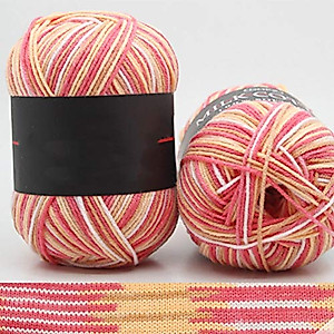 Healifty Multicolor Gradient Cotton Yarn Soft Knitting Wool 5 Rolls for Crochet Knitting