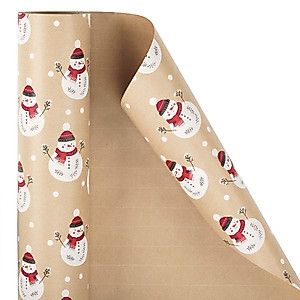 RUSPEPA Christmas Wrapping Paper, Kraft Paper - Christmas Design with Snowman - 24 inches x 100 feet, Jumbo Roll