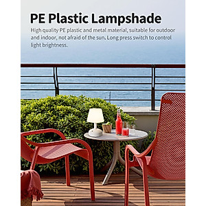 KDG Modern Cordless Small Table Lamps, Outdoor Portable Shower Waterproof LED Dimmable Desk Lamp, 5000mAh Rechargeable Battery Operated Lighting for Restaurant, Bedroom, Bathroom, Night Light (White)