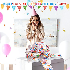 Retrowavy 2 Pcs 16 Inch Large Birthday Pull Bow for Present Gift Wrapping Birthday Bows Giant Gift Bow for Car Colorful Car Ribbon Bow for Birthday Party Holiday Gifts Presents