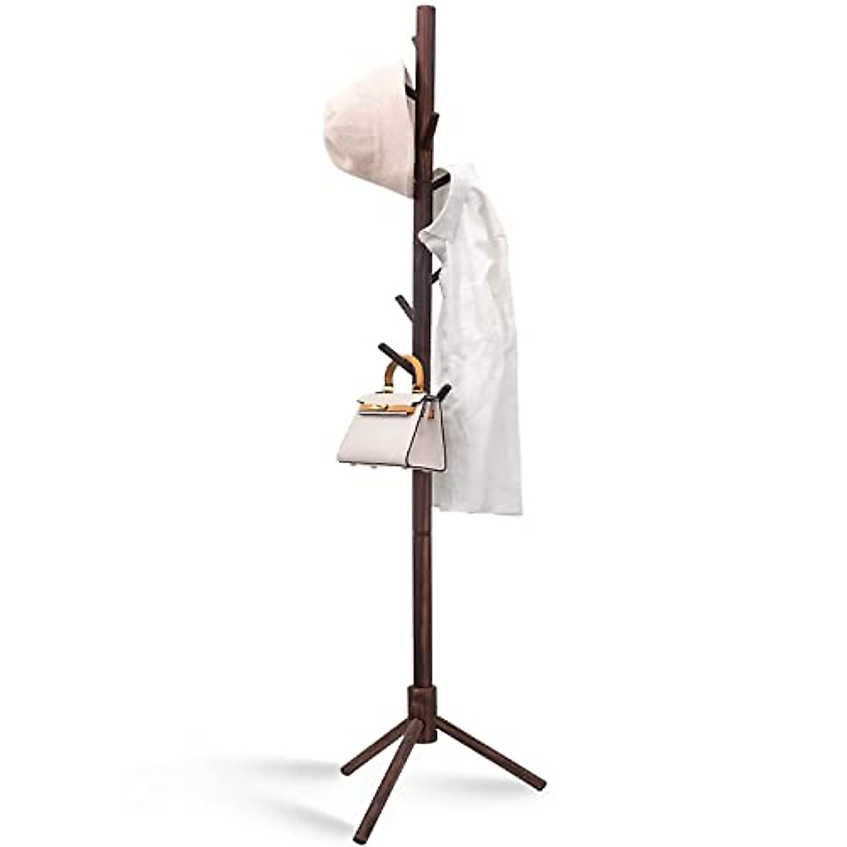 Z&L HOUSE Coat Rack Freestanding, Pure Natural Solid Wooden Coat Tree, 8 Hooks And Adjustable Height Floor Hanger, Used In The Bedroom Living Room Office To Hang Clothes, Hats, Bags