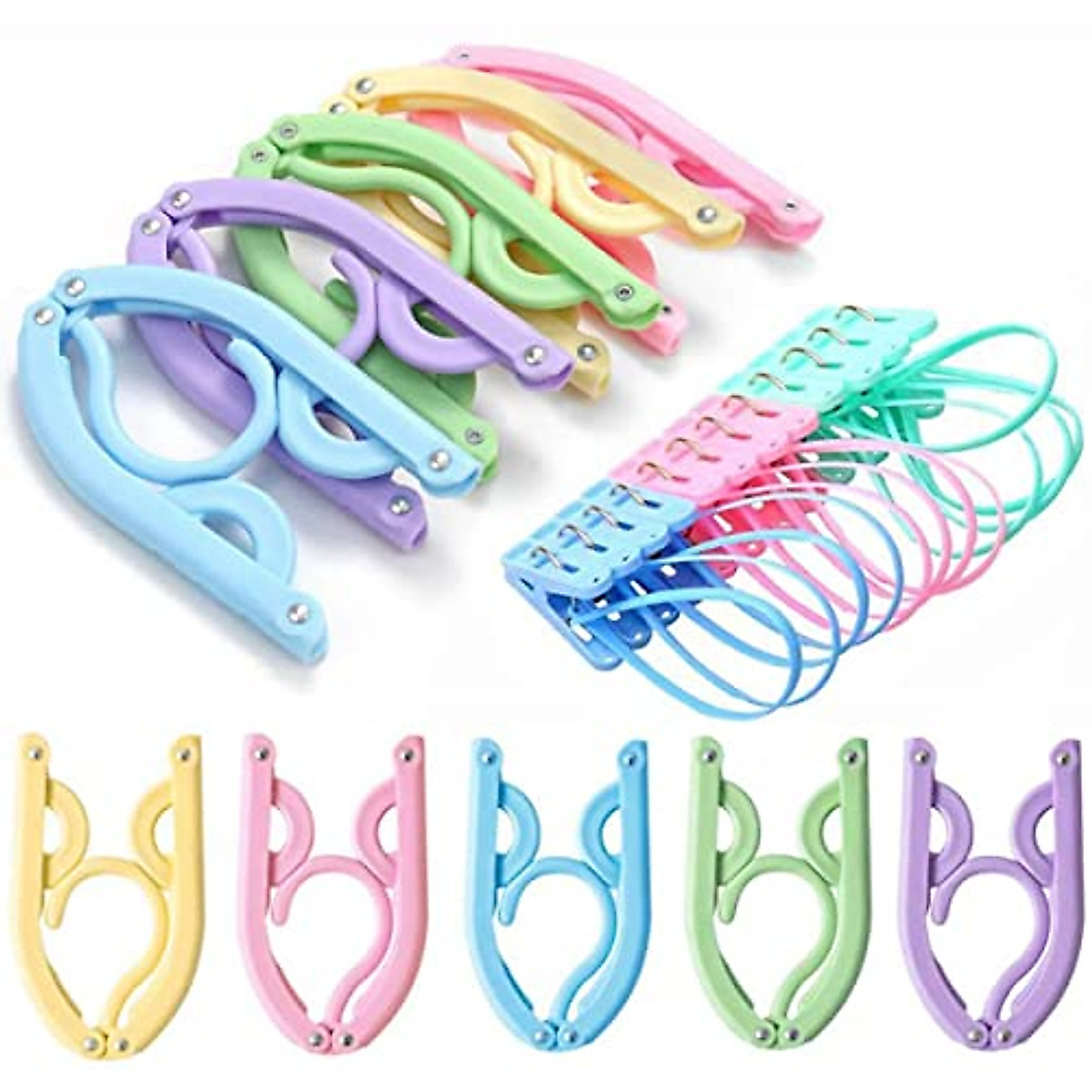 20 Pcs Travel Hangers with Clips- Portable Folding Clothes Hangers Travel Accessories Foldable Clothes Drying Rack for Travel