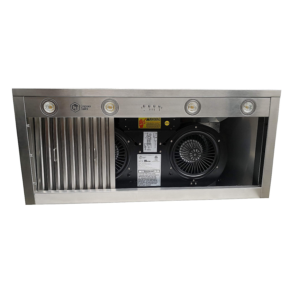 CT Copper Tailor Built-in Range Hood Insert Vent 48 Inch, 1150 CFM with 4-Speed Fan, LED Light, Dishwasher-safe Baffle Filter,Stainless Steel