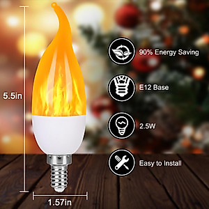 MyoGrip E12 LED Flame Light Bulbs, 3 Modes Flickering Light Bulbs, Candelabra Candle Fire Light Bulb for Home Party Patio Indoor Outdoor Halloween Decorations (8 Pack)